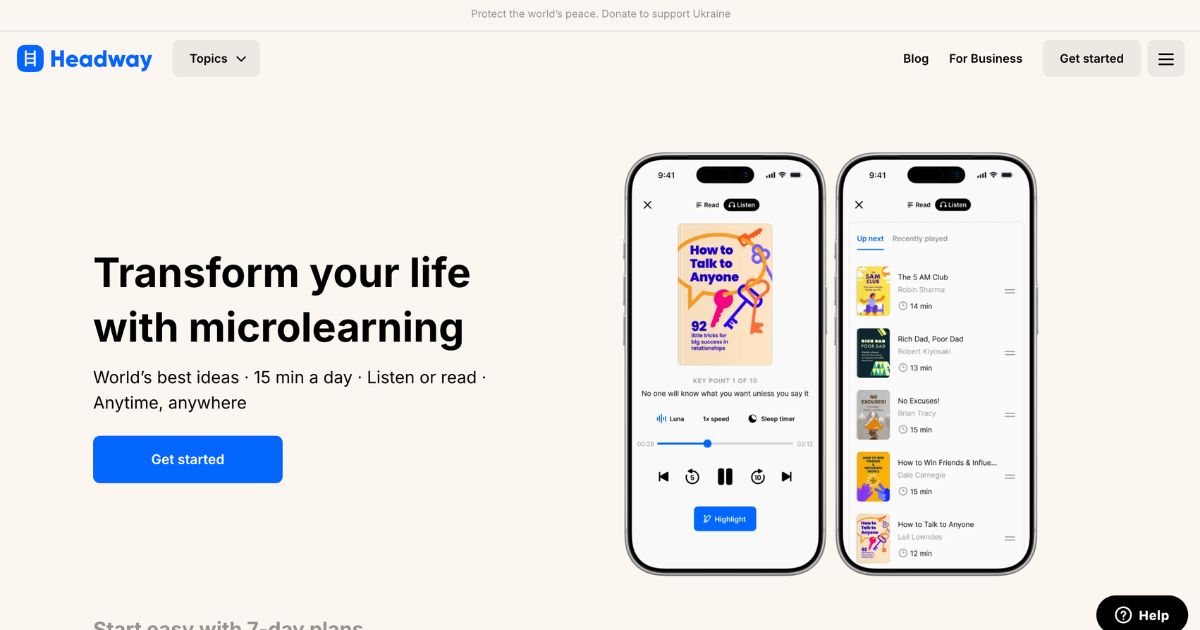 Headway: Efficient Learning Summaries for Professionals - Dynamic Business